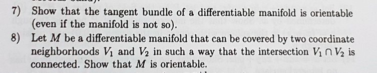 7 show that the tangent bundle of a differentiable manifold is ...