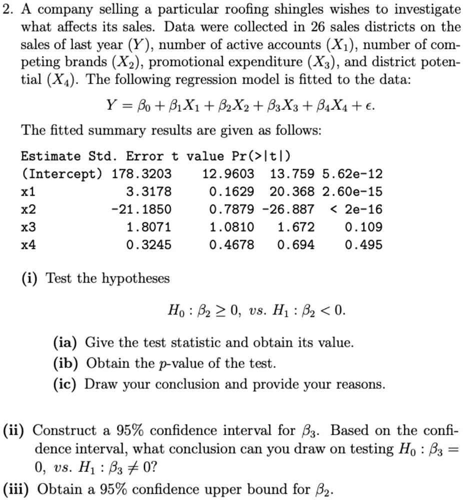 SOLVED: Please use mathematical notations instead of the respective function for excel/R. Thank ...