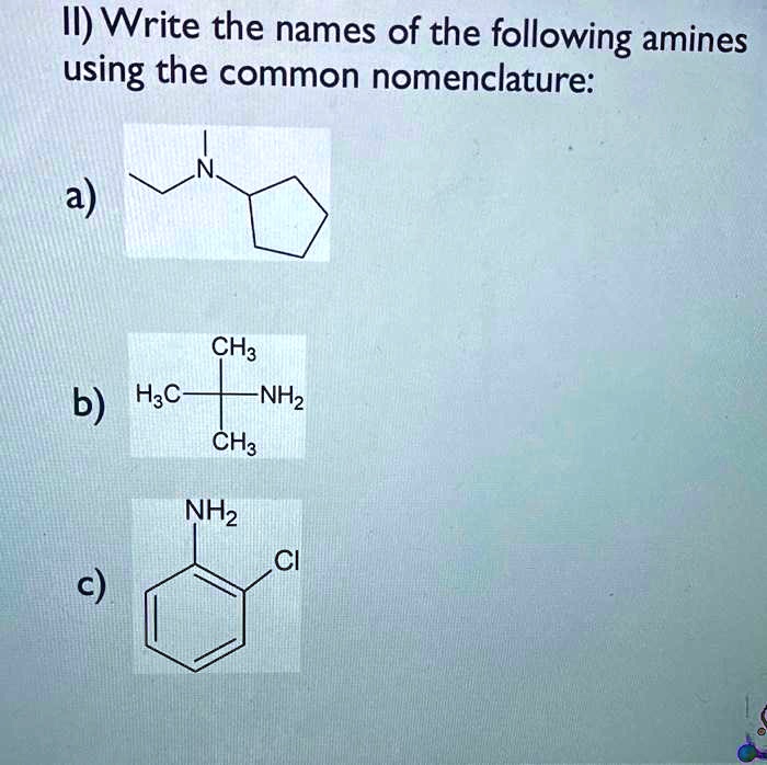 SOLVED: Organic chemistry, please help me. I don't want to fail. II) Write the names of the ...