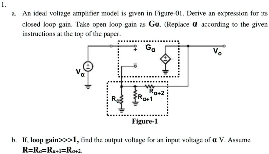 SOLVED: alpha = 1 beta = 2 a. An ideal voltage amplifier model is given in Figure-1. Derive an ...