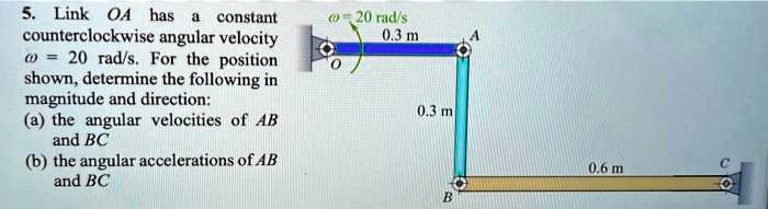 Link OA has a constant counterclockwise angular velocity of 20 rad/s. For the position shown ...