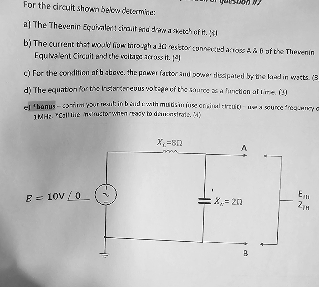 for the circuit shown below determine a the thevenin equivalent circuit and draw a sketch of it ...