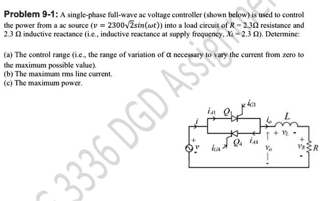 SOLVED: Problem 9-1: A single-phase full-wave ac voltage controller ...