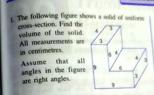1. The following figure shows a solid of uniform cross-section. Find ...