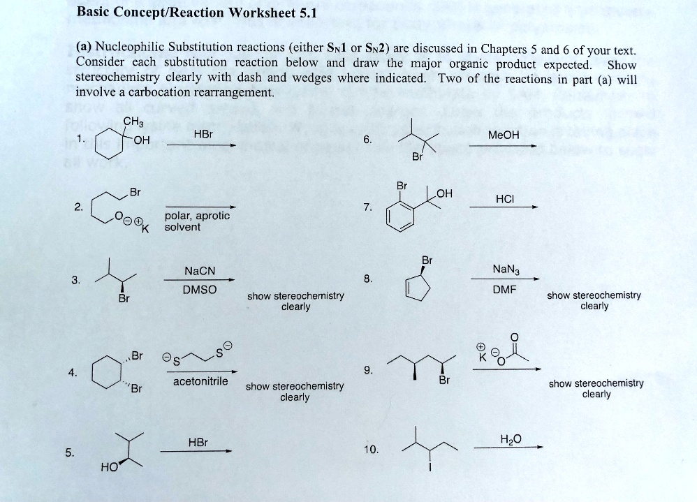 Solved Basic Concept[reaction Worksheet 5 1 A Nucleophilic