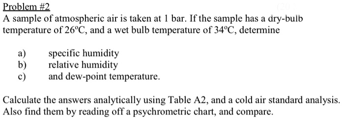SOLVED: Problem #2 A sample of atmospheric air is taken at 1 bar. If ...