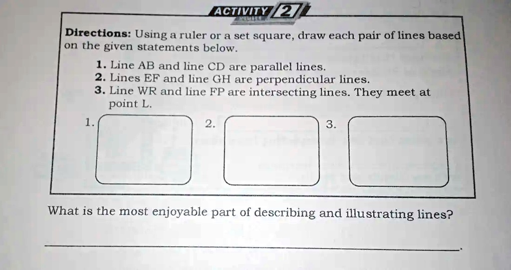 actiit2 directions using a ruler or a set square draw each pair of ...