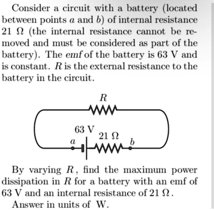 consider a circuit with a battery located between points a and b of ...