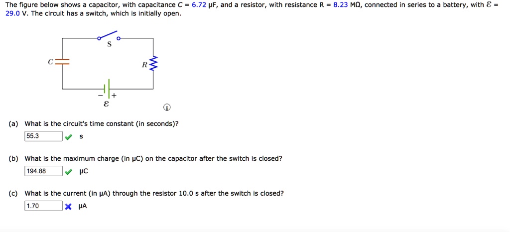 the figure below shows capacitor with capacitance 672 mf and resistor ...