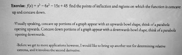 Exercise: f(x) = x^3 - 6x^2 - 15x + 45 find the points of inflection ...