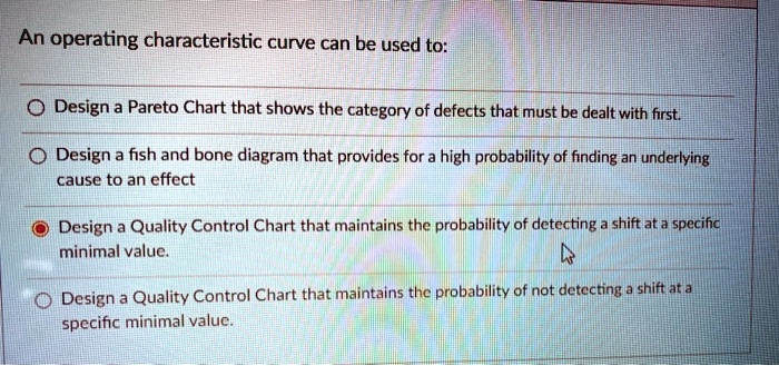 SOLVED: An operating characteristic curve can be used to: Design a ...