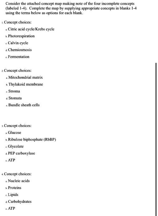 Consider the attached concept map making note of the four...