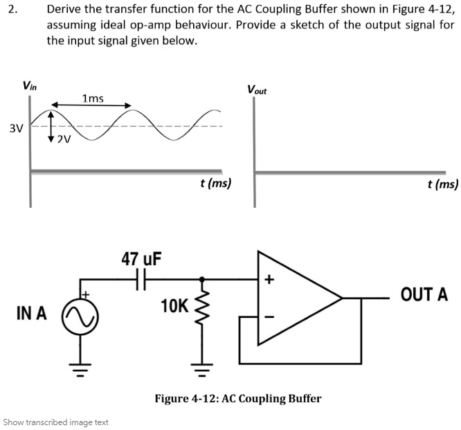 Solved Derive The Transfer Function For The Ac Coupling Buffer Shown