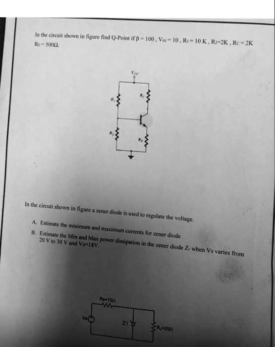 Solved In The Circuit Shown In The Figure Find The Q Point If Ic 100 Ma Vcc 10v R1 3724