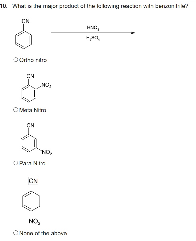 SOLVED: 10. What is the major product of the following reaction with ...