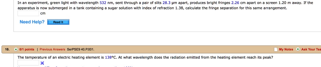 SOLVED: In an experiment; green light with wavelength 532 nm sent ...