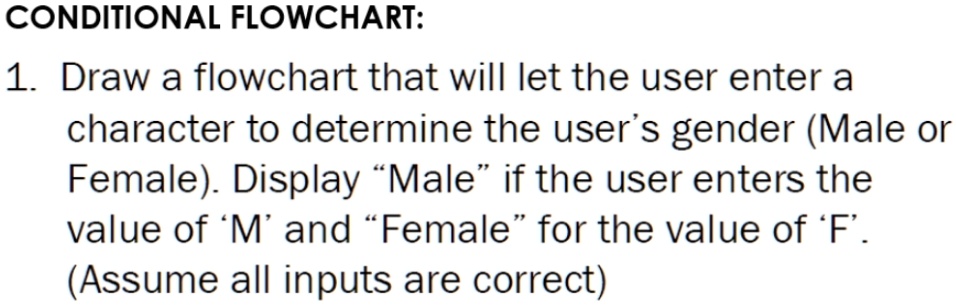 conditional flowchart conditional flowchart 1 draw a flowchart that will let the user enter a ...