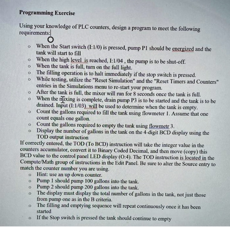 Solved Please Complete This Using Logixpro Programming Exercise Using Your Knowledge Of Plc 5378