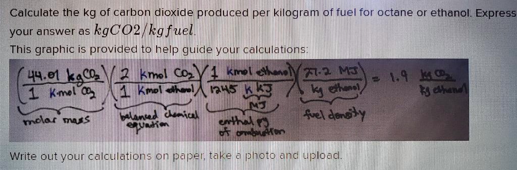 SOLVED: Calculate the kg of carbon dioxide produced per kilogram of ...