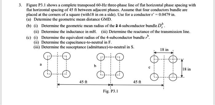 SOLVED: Figure P3.1 shows a complete transposed 60-Hz three-phase line ...