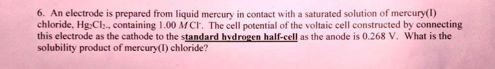 An electrode is prepared from liquid mercury in contact with a ...
