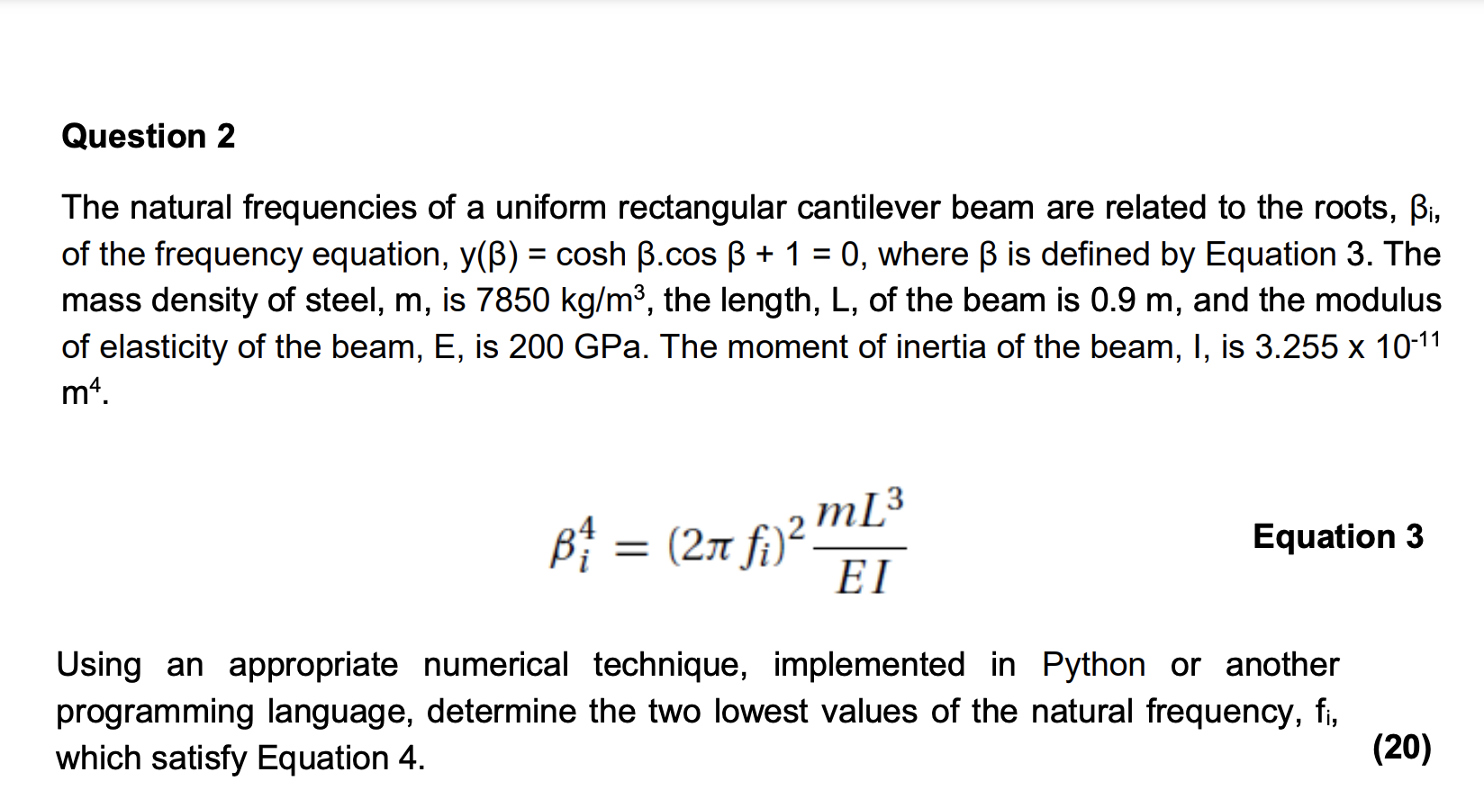 SOLVED: Question 2 The natural frequencies of a uniform rectangular ...