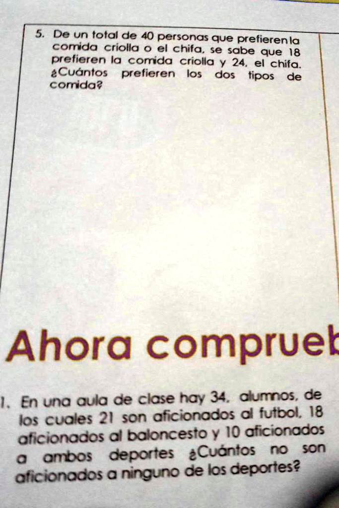 SOLVED: ayuda por favor para horita De un total de 40 personas que ...