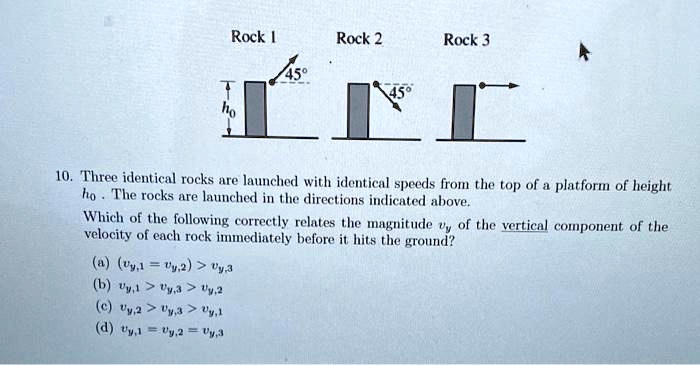 rock rock 2 rock 3 i three identical rocks are launcherl with identical ...