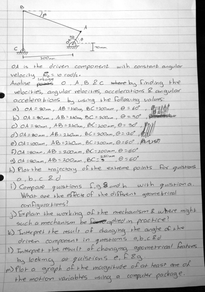 Solved Oa Is The Driven Component With Constant Angular Velocity W10