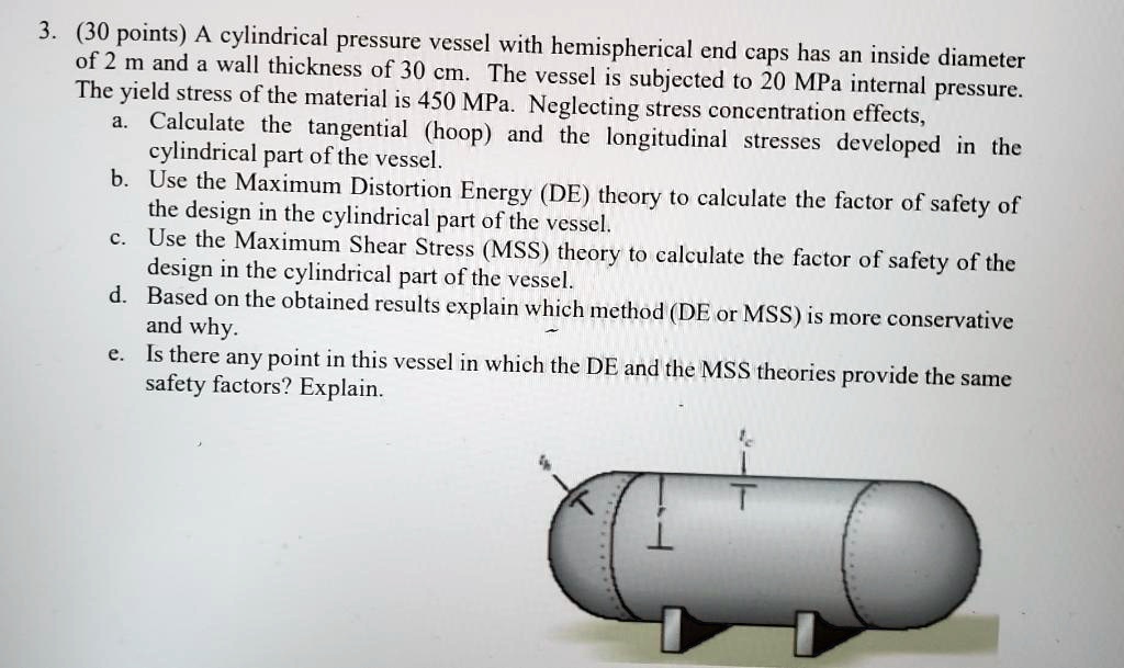 SOLVED: 3.30 points A cylindrical pressure vessel with hemispherical ...