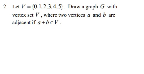 let v 012345 draw graph g with vertex set v where two vertices a and b ...