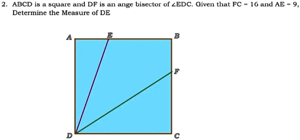 2. ABCD is a square and DF is an ange bisector of ∠ EDC. Given that FC ...