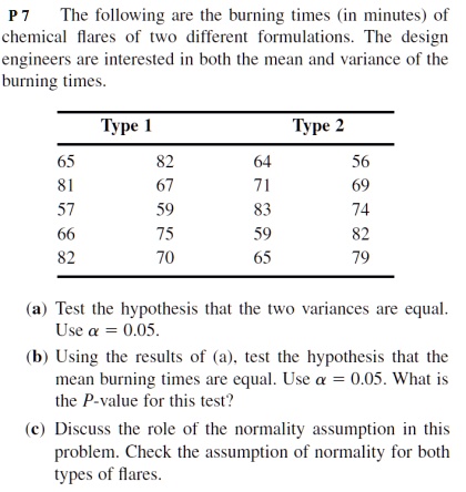 SOLVED: The following are the burning times (in minutes) of chemical ...