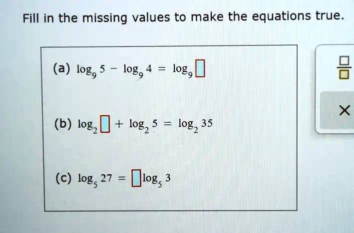 Fill in the missing values to make the equations true. (a)...