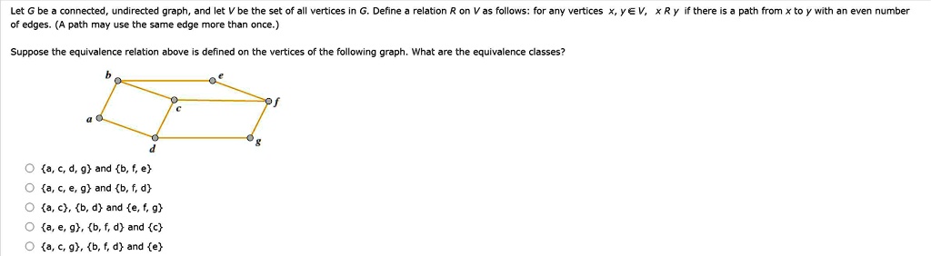 SOLVED: connected, undirected graph_ the set of all vertices in edges. (A path may use the same ...