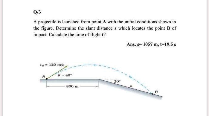 SOLVED: A projectile is launched from point A with the initial ...