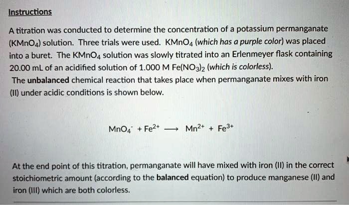 instructions a titration was conducted to determine the concentration ...