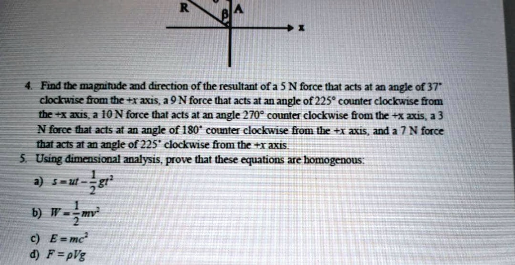 SOLVED: Find the magnitude and direction of the resultant of a 5 N ...