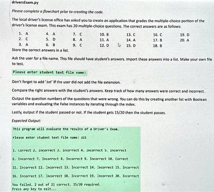 Solved Code In Python Driversexampy Please Complete A Flowchart Prior 0109
