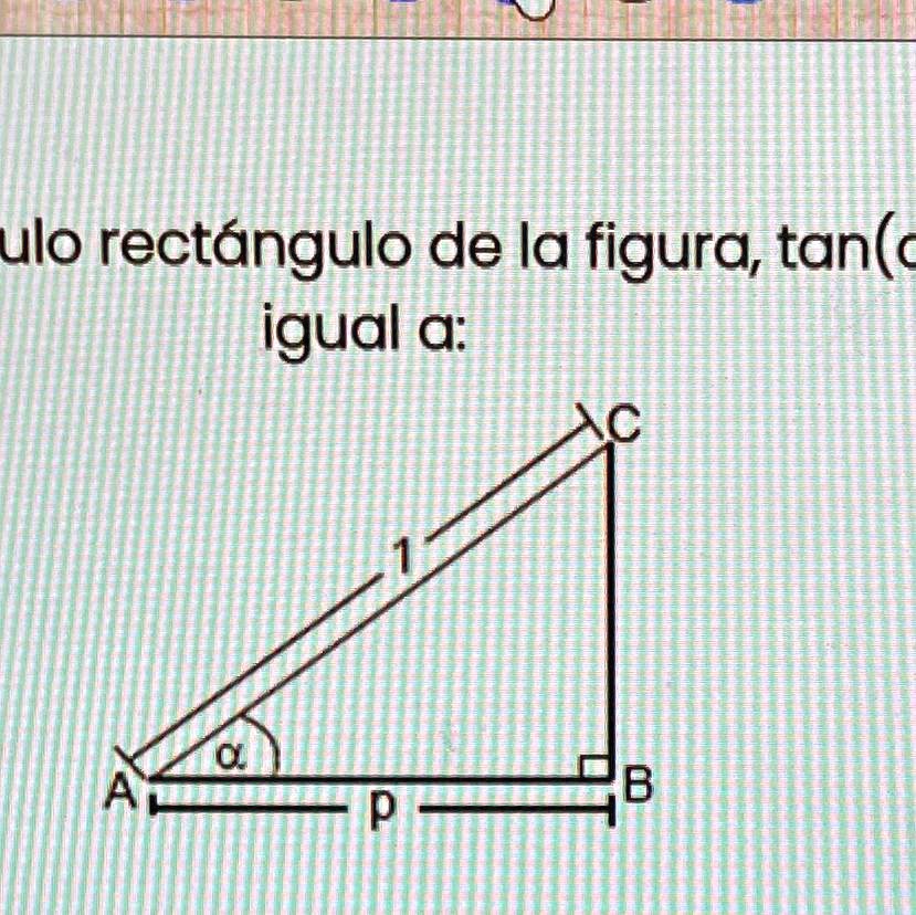 SOLVED: En el triángulo rectángulo de la figura, tan(a) es igual a: ulo ...