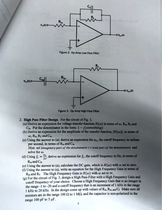 vt0 figure 2op amp low pass filter t0 ww figure 3op amp high pass ...