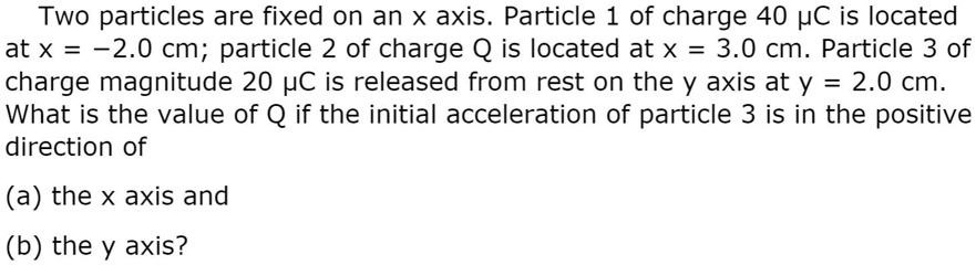 two particles are fixed on an x axis particle 1 of charge 40 hc is located at x 20 cm particle 2 ...