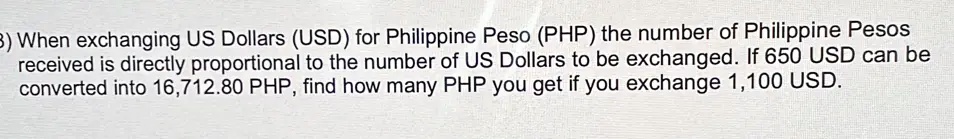 when exchanging us dollars usd for philippine peso php the number of ...