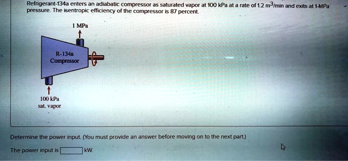 SOLVED: Refrigerant-134a enters an adiabatic compressor as saturated ...