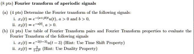 Fourier transform of aperiodic signals (a) Determine the Fourier ...