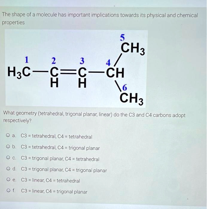 SOLVED: The shape of a molecule has important implications towards its ...
