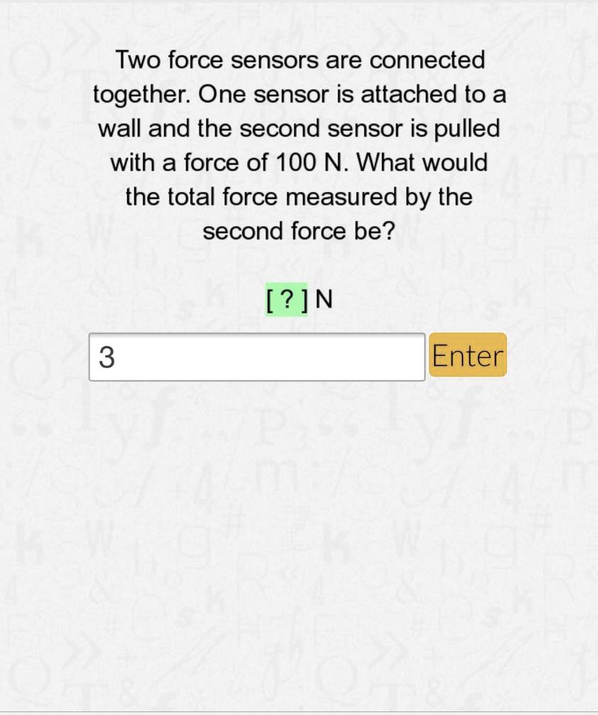 two force sensors are connected together one sensor is attached to a ...