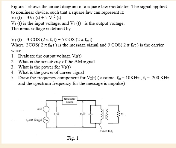 SOLVED: please l need quick Figure 1 shows the circuit diagram of a square law modulator. The ...