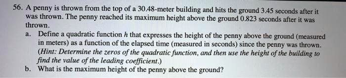 56 a penny is thrown from the top of 3048 meter building and hits the ...