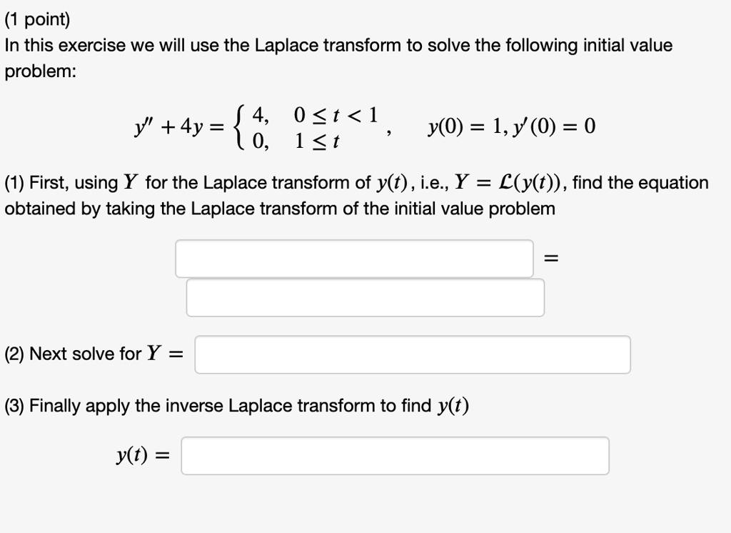 1 Point In This Exercise We Will Use The Laplace Transform To Solve The